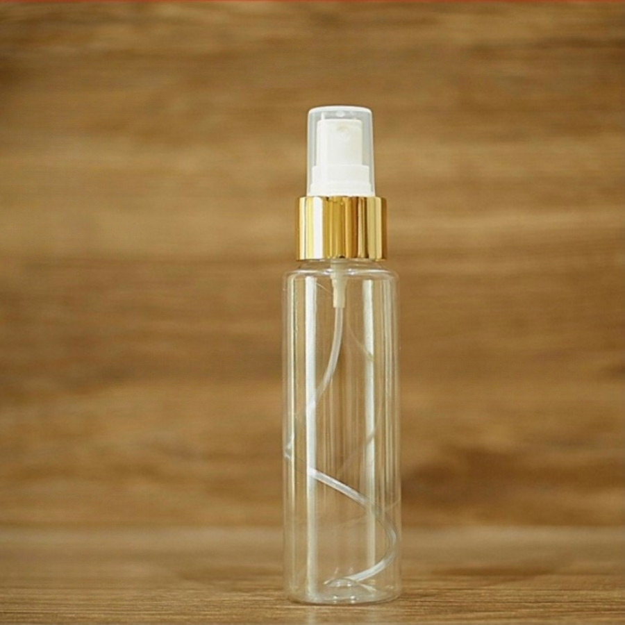 Jual Botol Spray 100ml Bening Tutup Gold Silver Half Cap / RF 100ml Spray Silver Gold / Botol ...