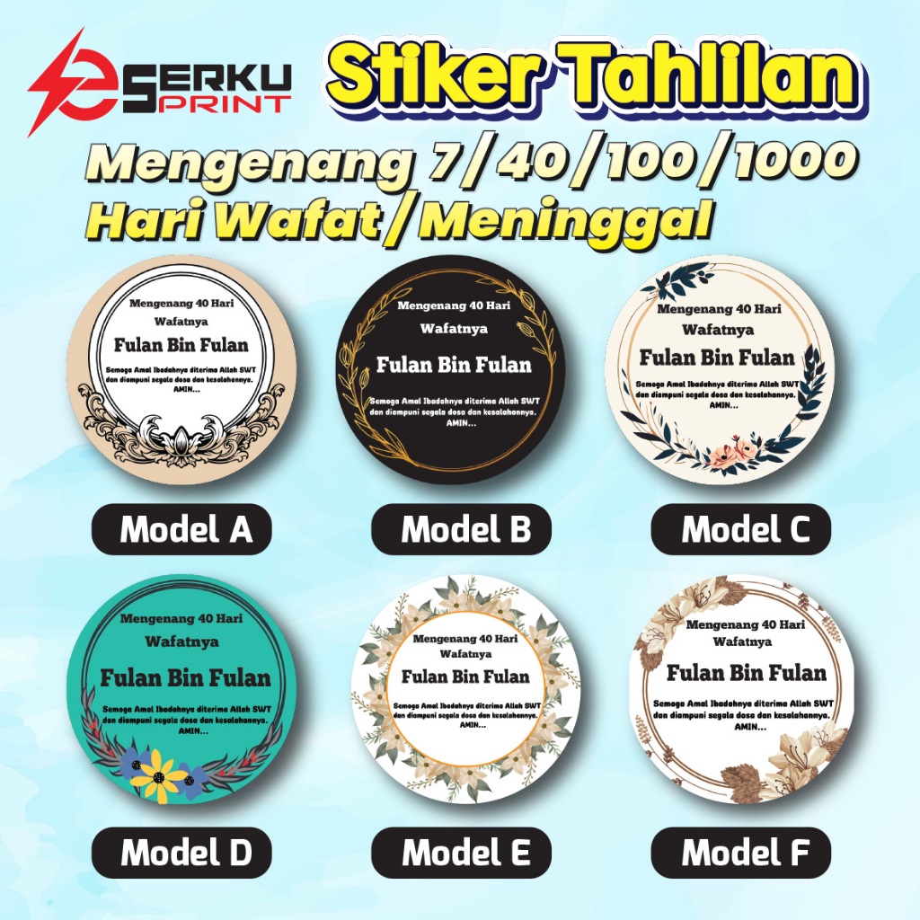 Jual Stiker Tahlil - Stiker Tahlilan Mengenang 7 / 40 / 100 / 1000 Hari ...