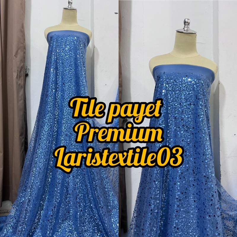 Jual KAIN TILE SEQUIN PAYET PREMIUM / TILE PAYET SPANGEL / TULLE PAYET ...