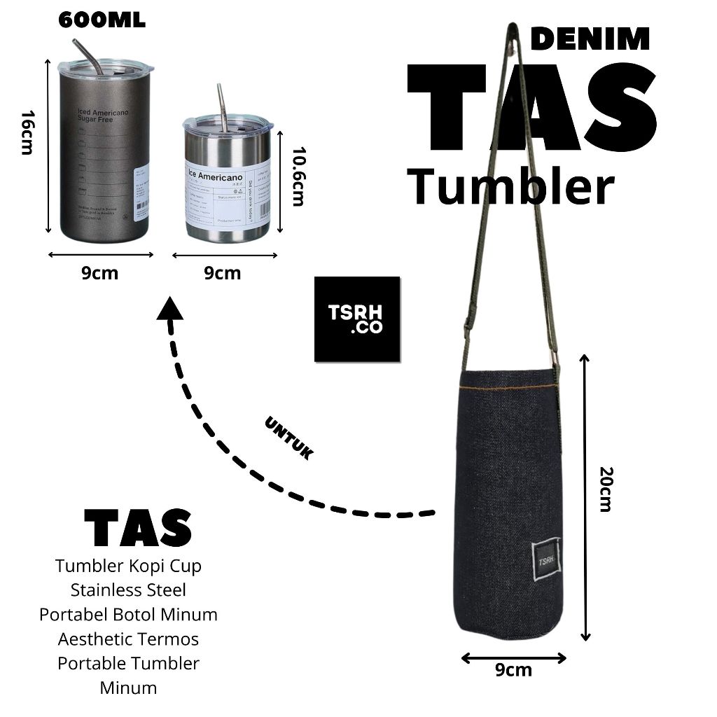 Jual Tas Tumblr Botol Minum Denim Selempang Portable Bottle Sling Bag ...