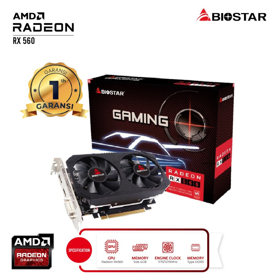 Jual VGA BIOSTAR RX560 4GB DDR5 dual fan | Shopee Indonesia