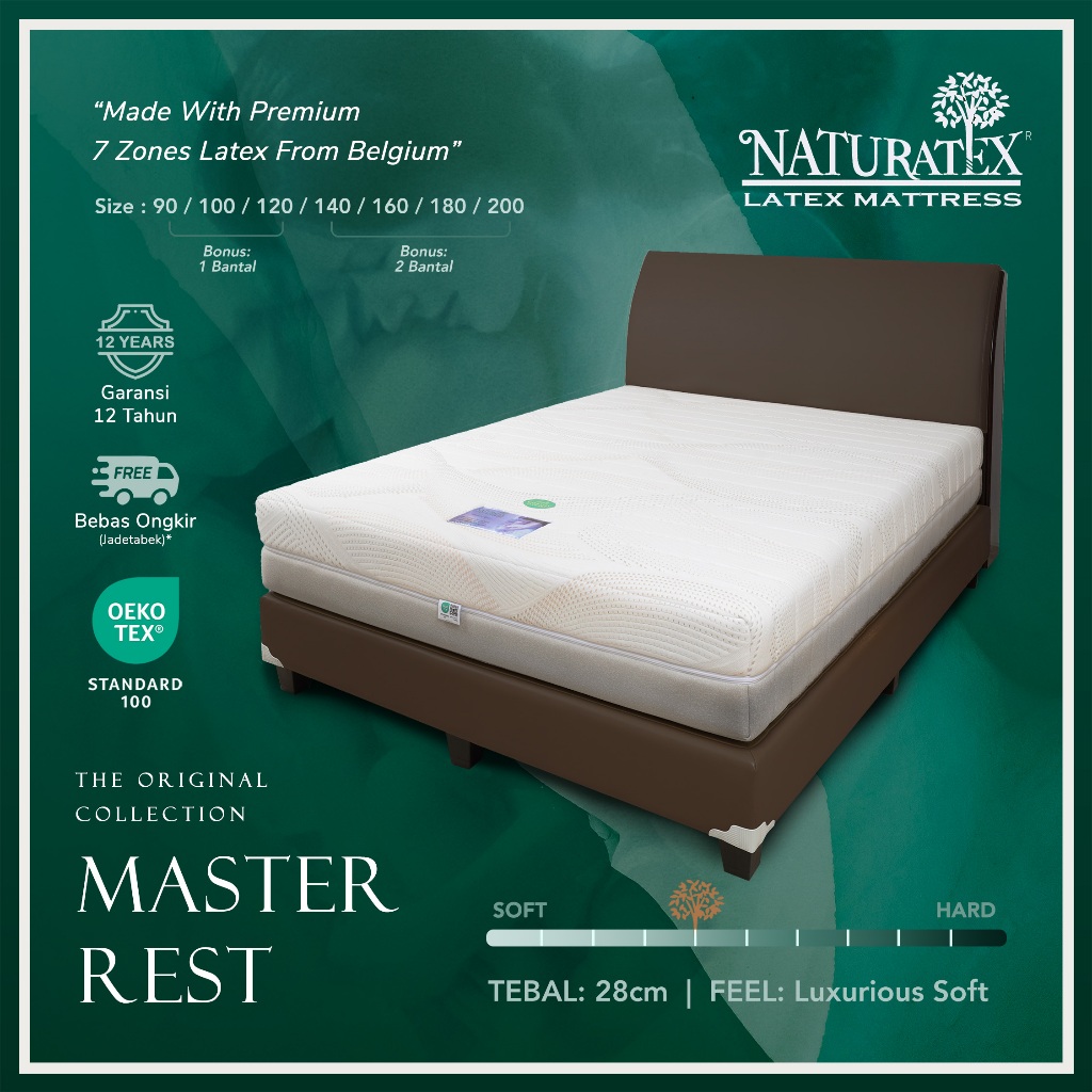 Jual Naturatex Full Set Kasur Premium Full Latex (Medium Soft) - Master Rest 28cm | Shopee Indonesia