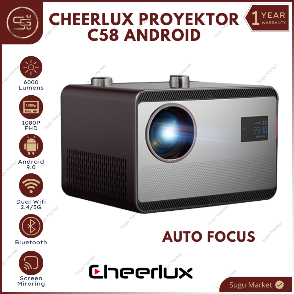 Jual PROYEKTOR CHEERLUX C58 ANDROID WIFI BLUETOOTH 6000 LUMENS SUPPPORT ...
