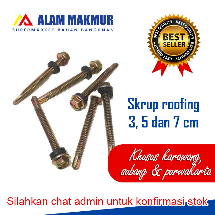 Jual Baut Roofing Sekrup Baja Ringan Ukuran 3,5 DAN 7 CM | Shopee Indonesia