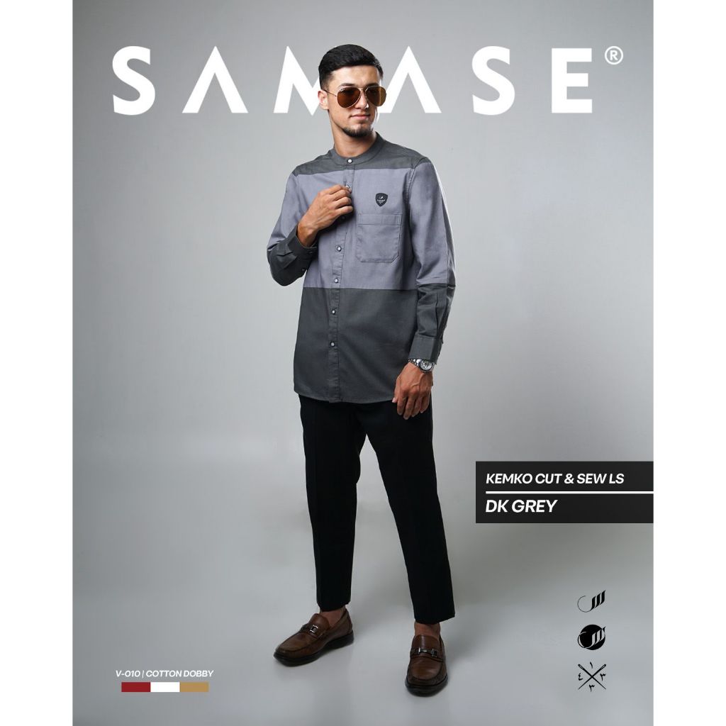 Jual SAMASE Original Baju Koko Kemeja Kemko Cut & Sew V-010 | Shopee ...