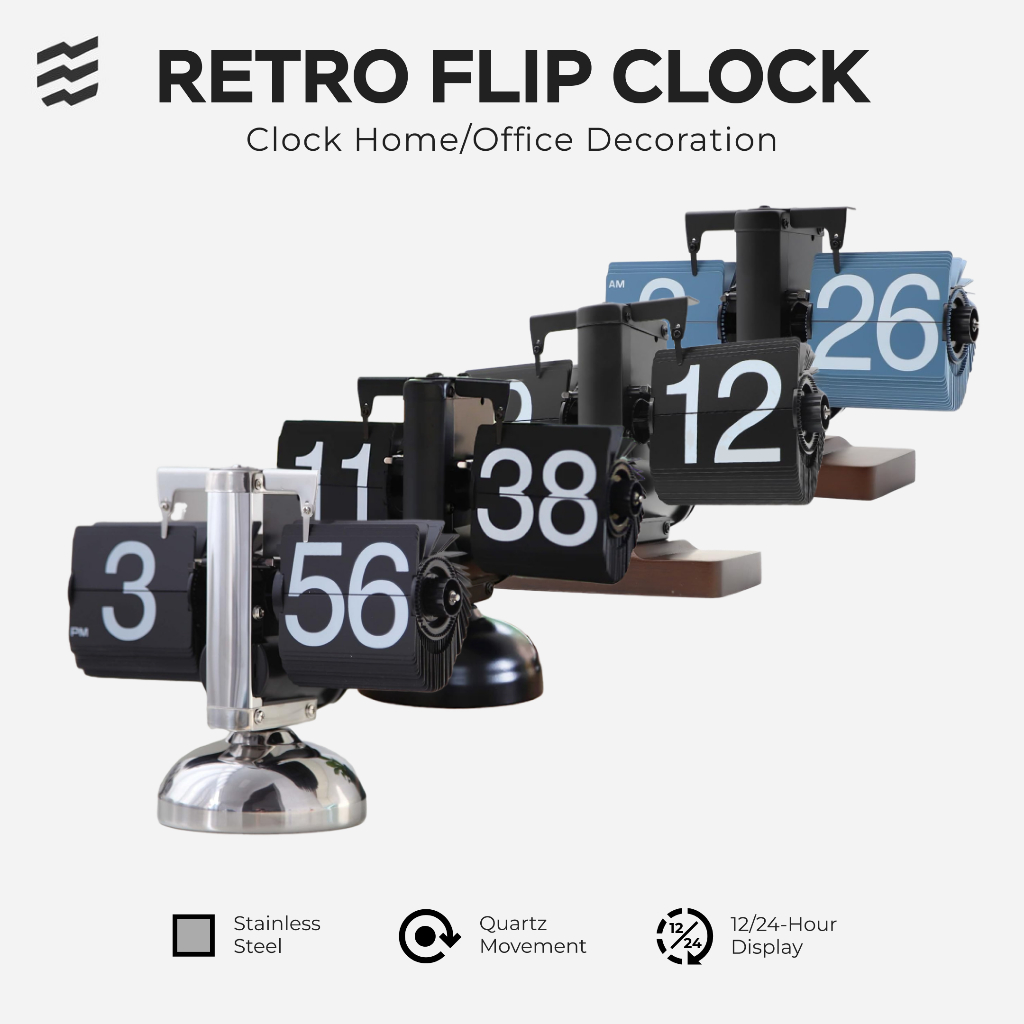 Jual easee Vintage Retro Table Flip Clock Desk, Home, Office ...
