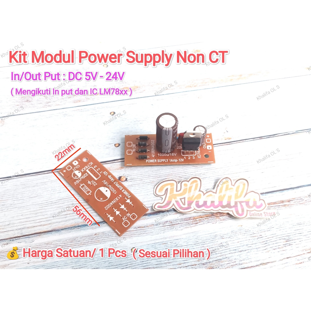 Jual PCB Kit Modul PSU Non CT Tunggal DC 0 5V 9V 12V 15V 24V IC L78XX ...