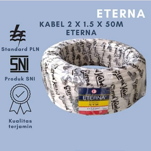 Jual Kabel Listrik Eterna NYM 2x1.5 mm 1 ROLL Isi Kawat Tembaga Mruni Kuwalitas SNI 1.5mm ...