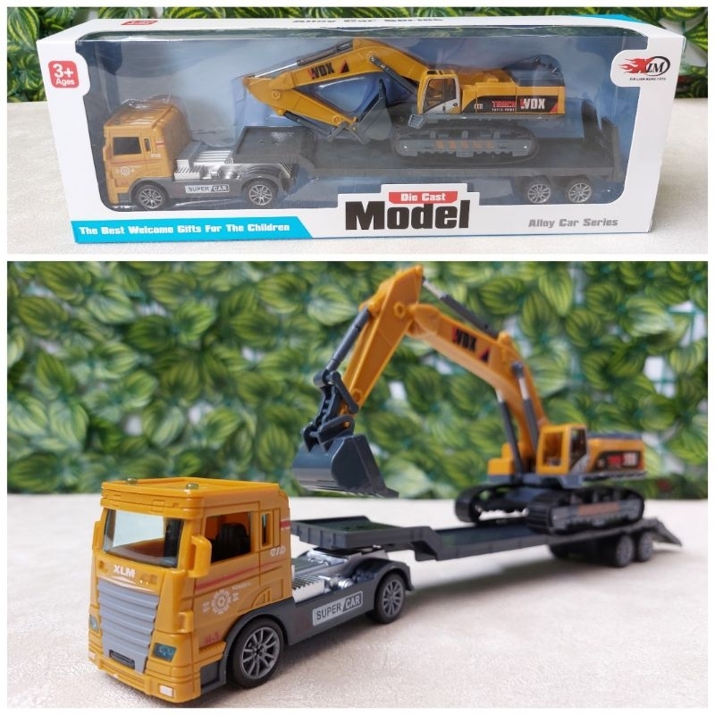 Jual Diecast Truk Trailer Muatan Excavator Metal | Shopee Indonesia