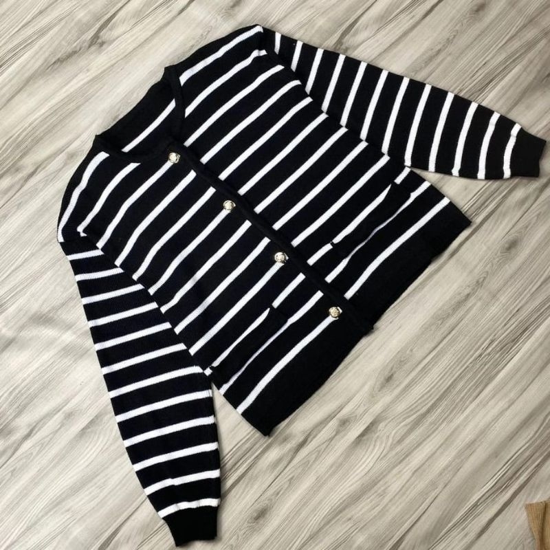 Jual HECTIC Lalisa Knit Cardy Premium - Cardigan Stripe Wanita Bahan Rajut Premium Tebal ...