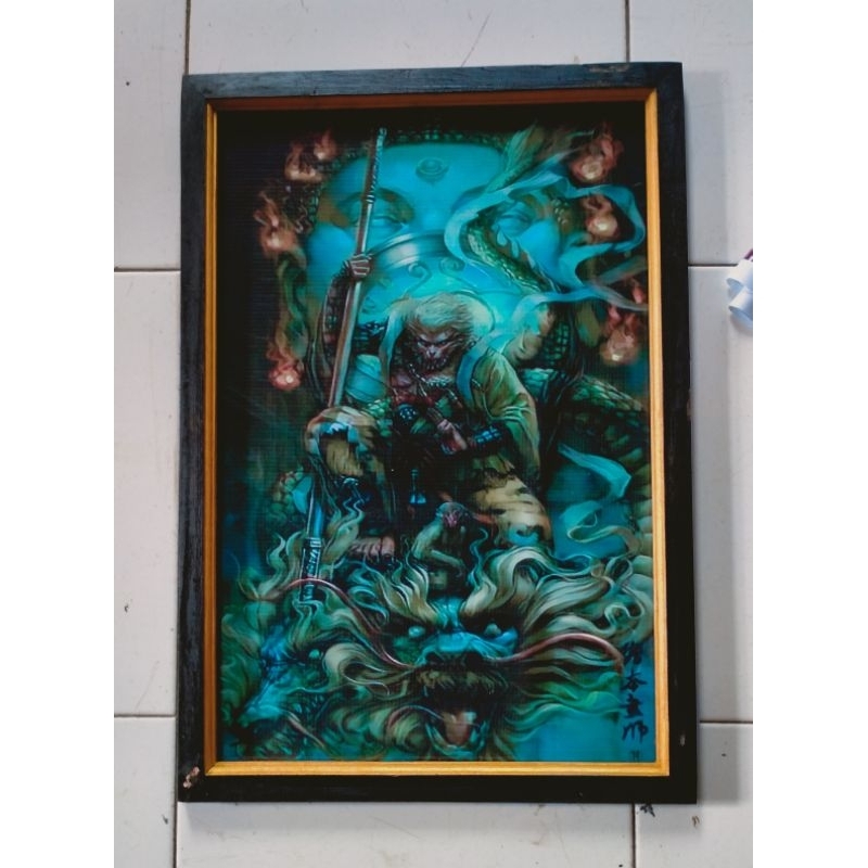 Jual hiasan dinding lukisan cetak raja kera kerasakti plus figura ...