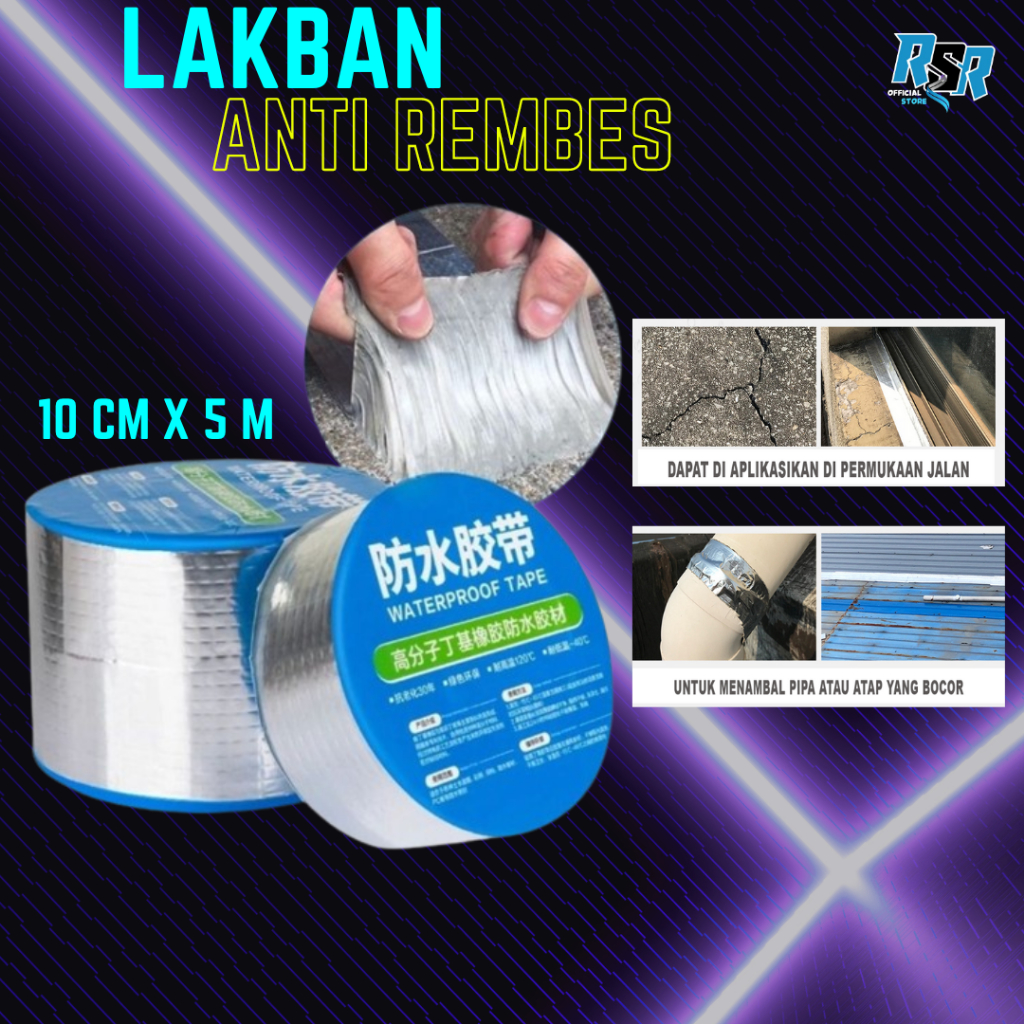Jual LAKBAN ANTI BOCOR 10M 5M | LAKBAN ALUMINIUM FOIL BUTYL WATERPROOF | LEM ANTI AIR ALUMINIUM ...
