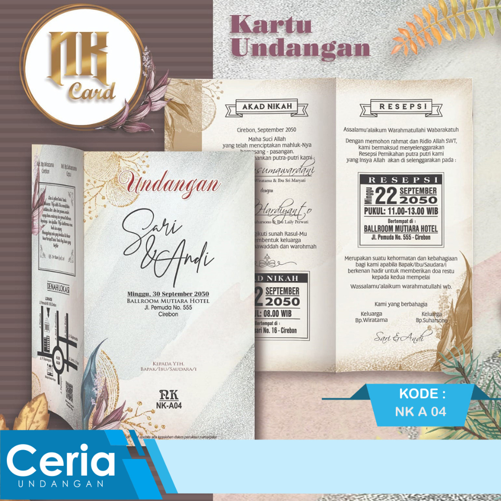 Jual Blangko Kartu Undangan Pernikahan NK Card Seri NK A 04 Harga ...