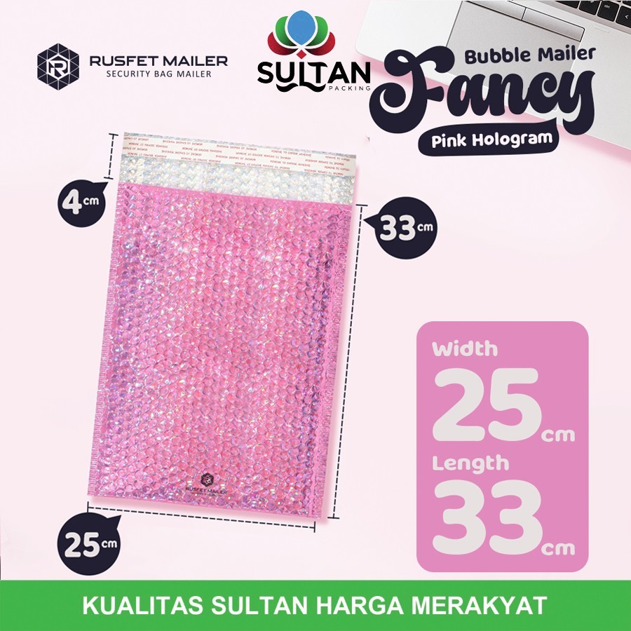 Jual AMPLOP BUBBLE MURAH|BUBBLE PACKING|BUBBLE MAILER PINK HOLOGRAM 25x33 | Shopee Indonesia