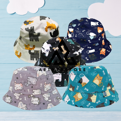 Jual Topi Bucket Hat Canvas Tali Rimba Motif Kucing Kancil Lucu Anak ...