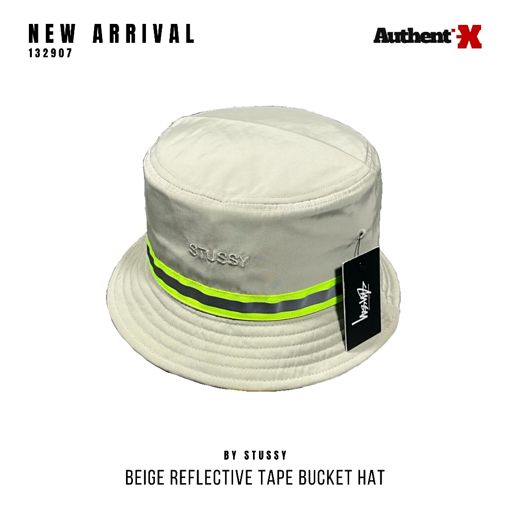 Jual STUSSY REFLECTIVE TAPE BUCKET HAT - BEIGE | ORIGINAL | Shopee ...