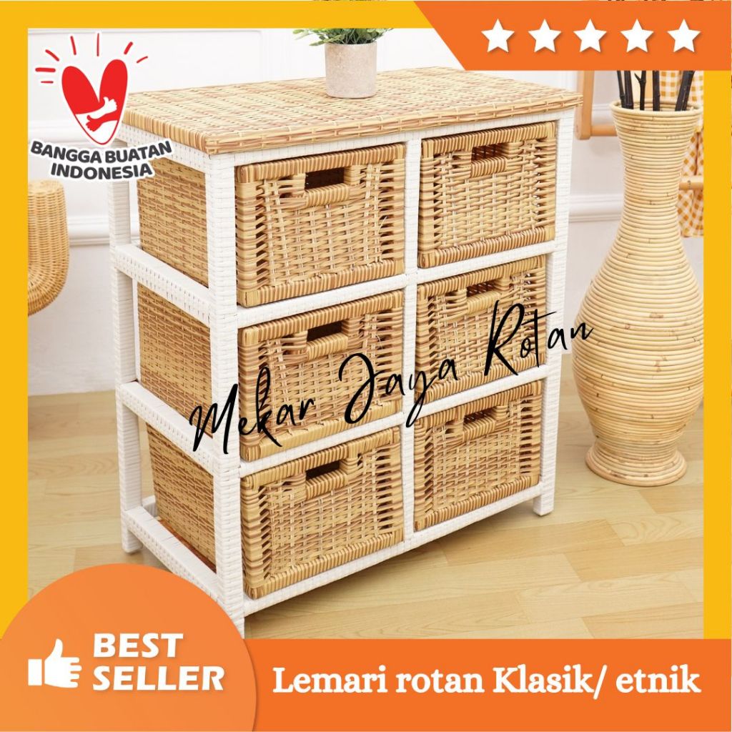 Jual Lemari anyaman Rotan model klasik sintetis mix rotan alami/ klasik ...