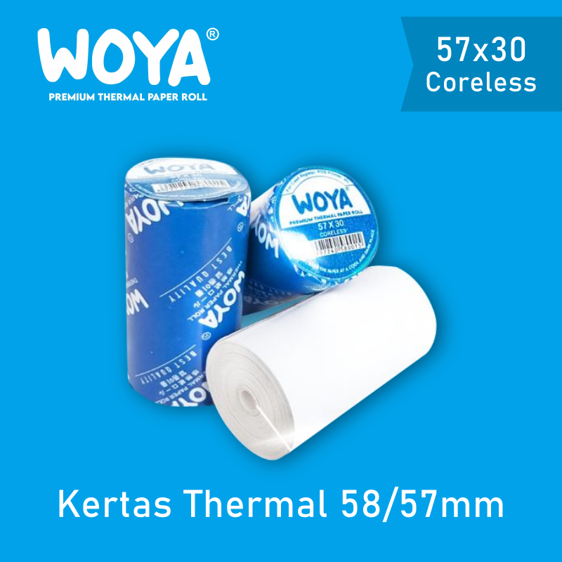 Jual Kertas Thermal WOYA 57mm / Thermal Printer Paper 57x30 (satuan ...