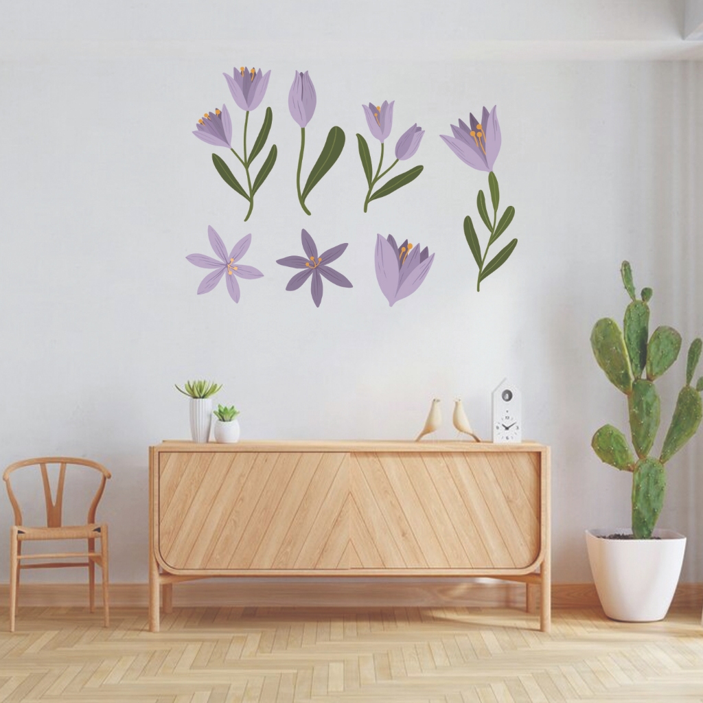 Jual Stiker Dinding Wall Sticker Bunga Flowers Ungu Keren Decor Dekorasi Livingroom Kamar ...