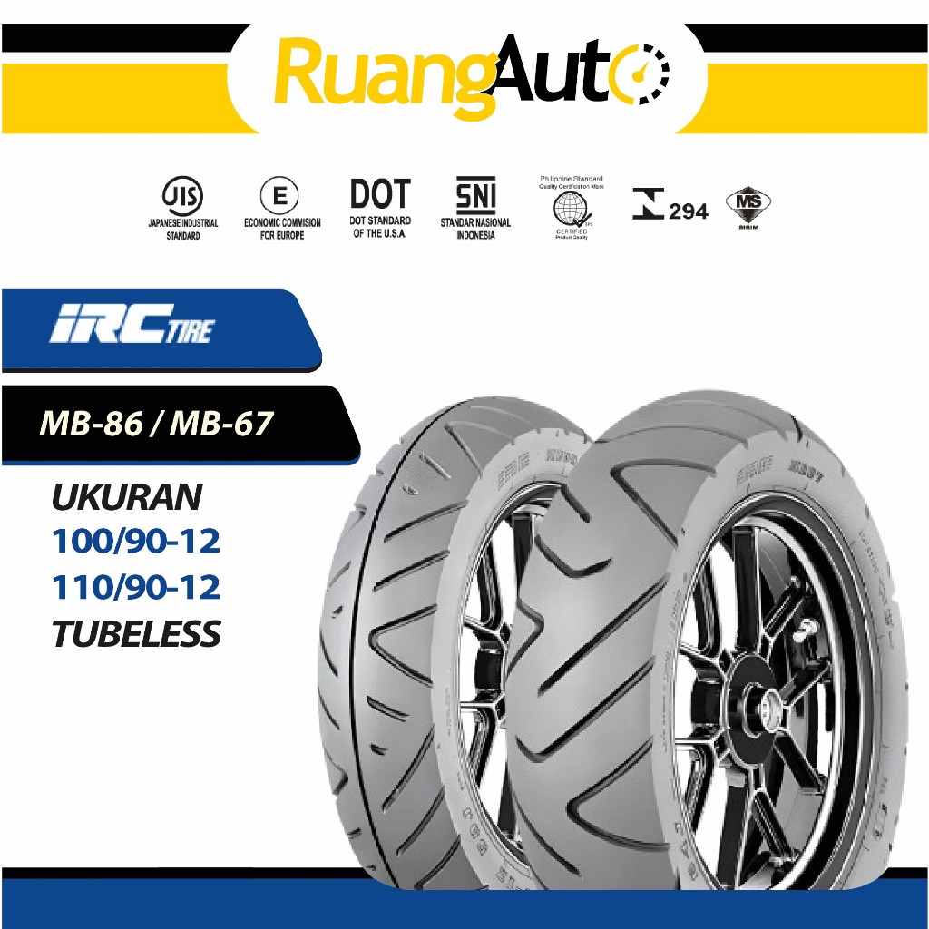 Jual Ban Motor SCOOPY IRC MB86 / MB67 Tubeless Ukuran 100/90 110/90 Ring 12 | Shopee Indonesia