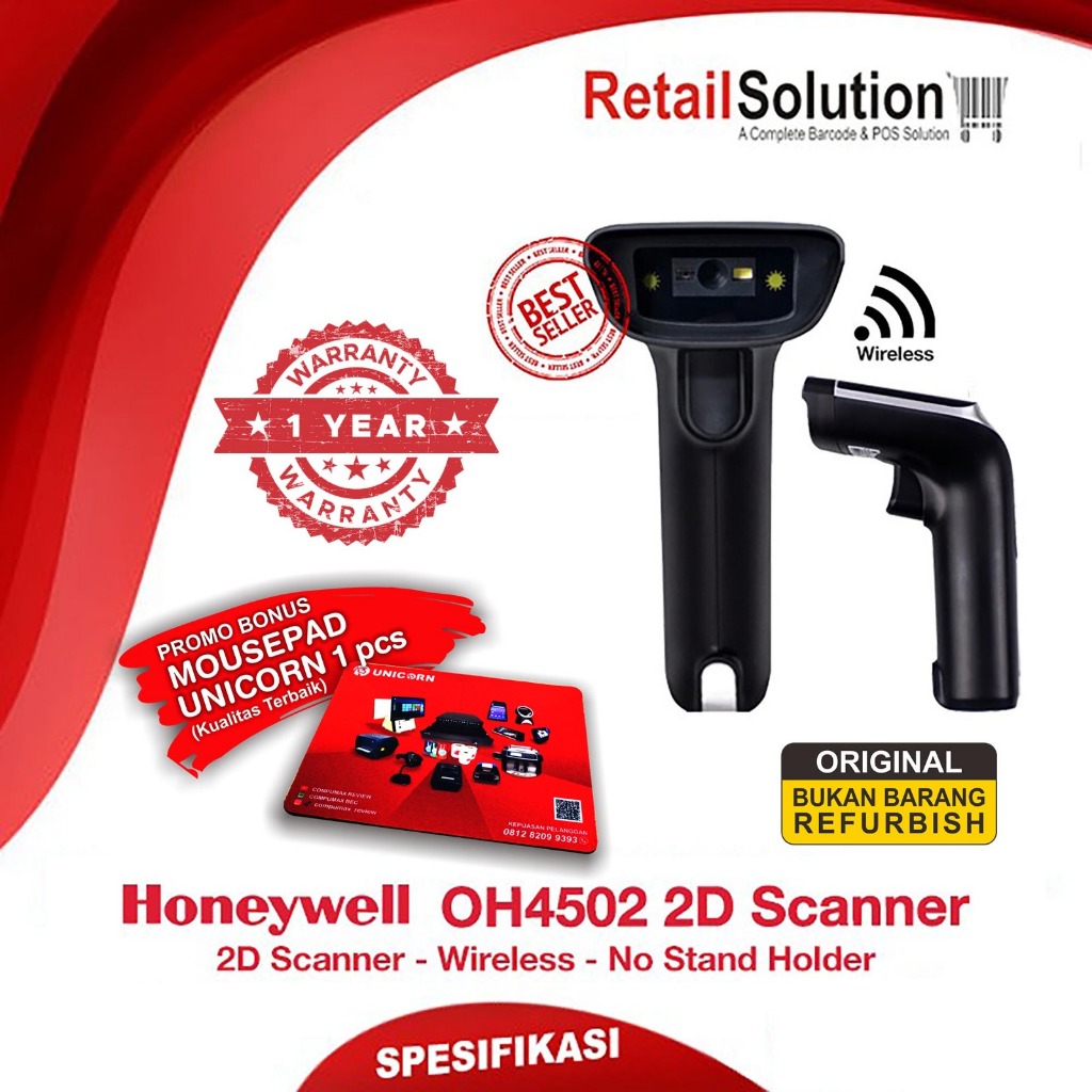 Jual Barcode Scanner Wireless 2D QR CODE - Honeywell OH4502 / OH-4502 ...
