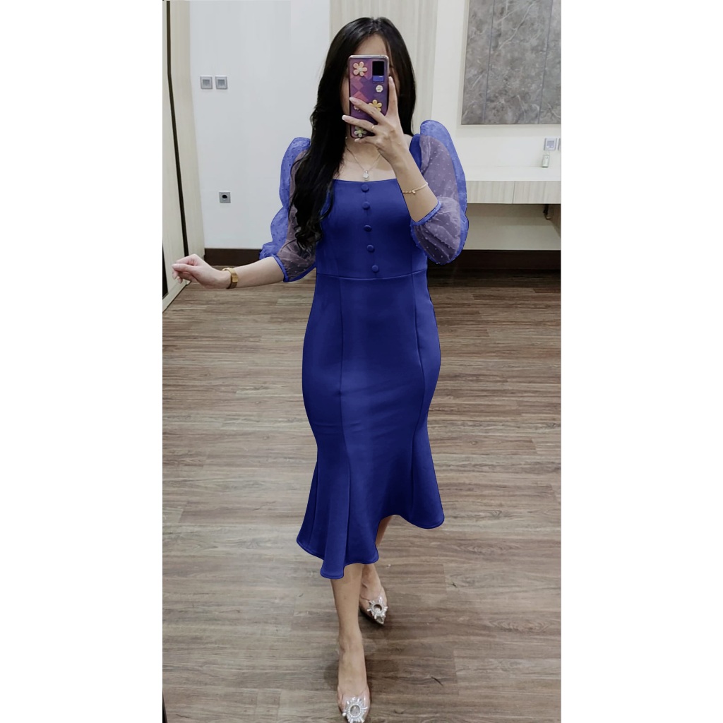 Jual Dress Scuba Wanita LooWear Terbaru Model Rok Mermaid Lengan ...