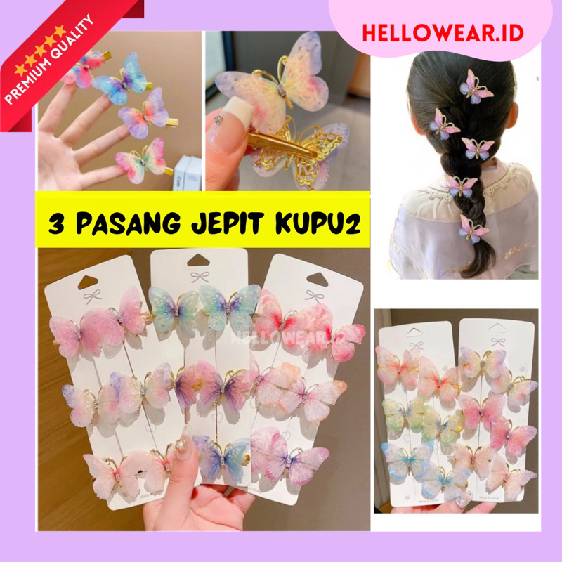 Jual 3 Pasang JEPIT KUPU KUPU BUTTERFLY HAIRCLIP JEPITAN RAMBUT ANAK ...