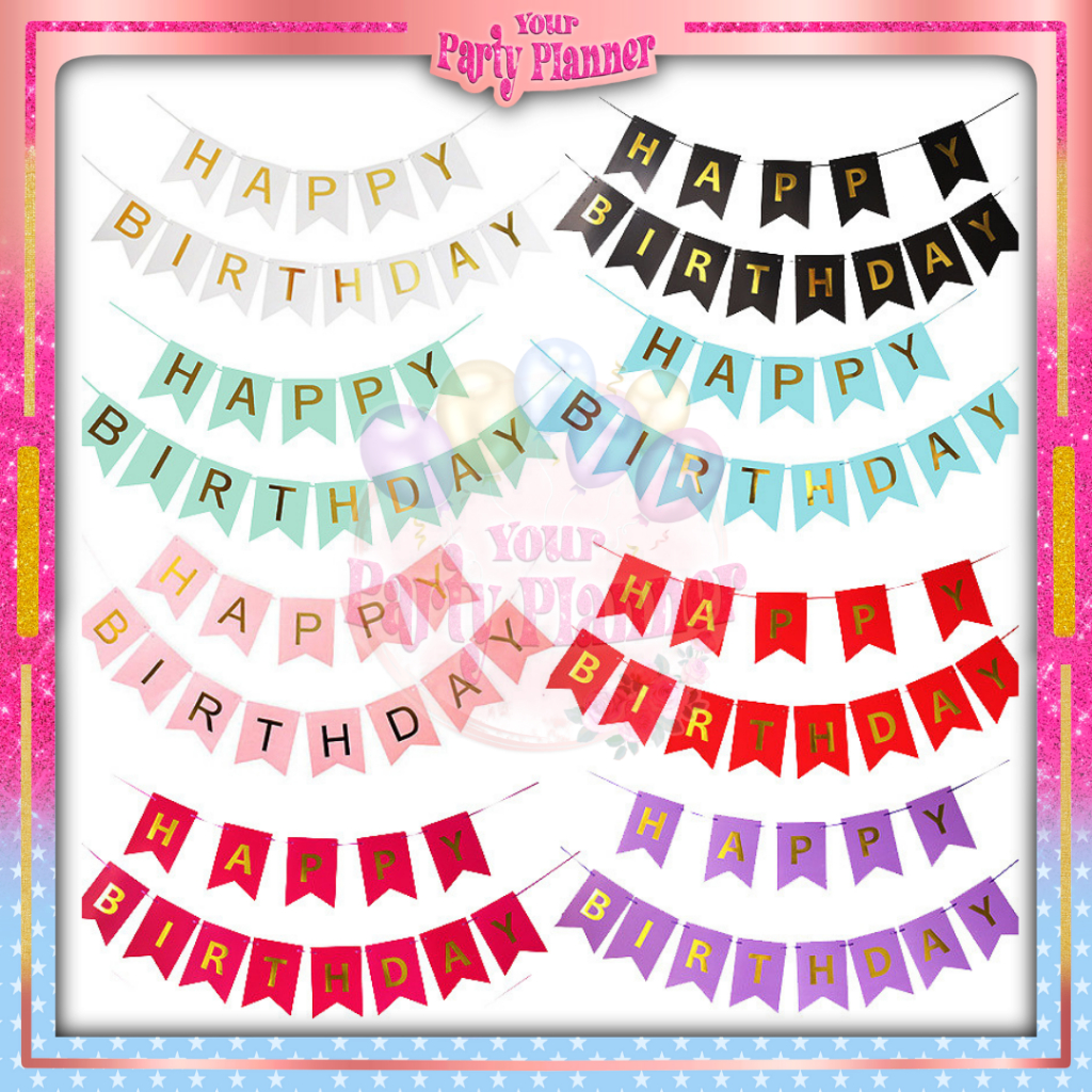 Jual Banner Happy Birthday Warna Warni Segi Lima Dekorasi Pesta ...