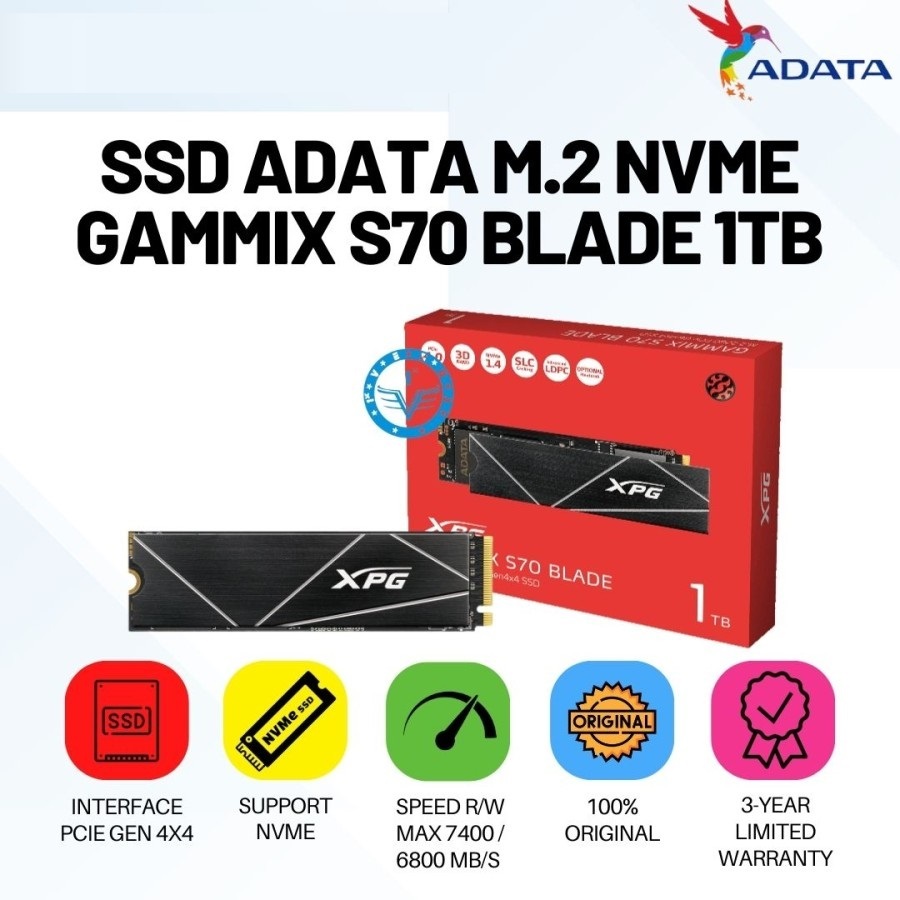 Jual SSD Adata GAMMIX S70 BLADE 1TB M.2 NVMe PCIe Gen 4x4 | Shopee ...