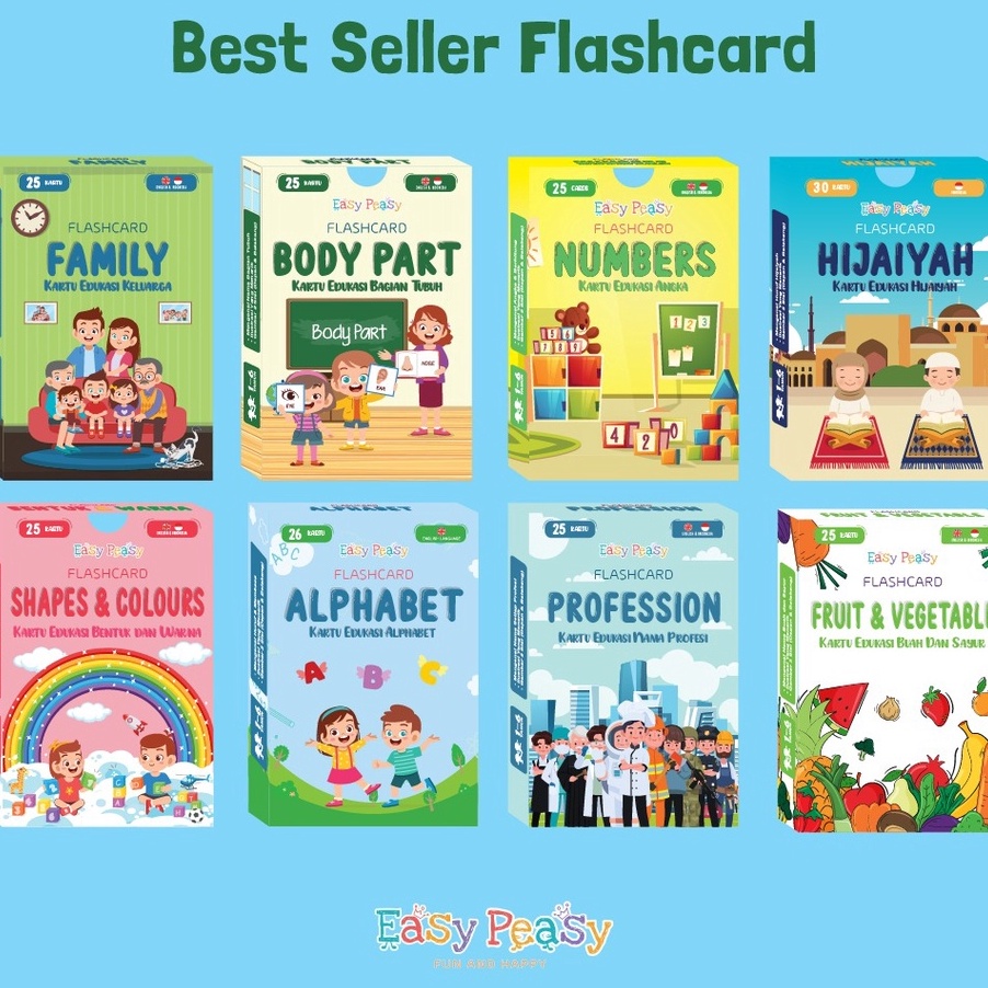 Jual KP8 Easy Peasy Flash card Kartu Edukasi Mainan Kartu Belajar Huruf ...