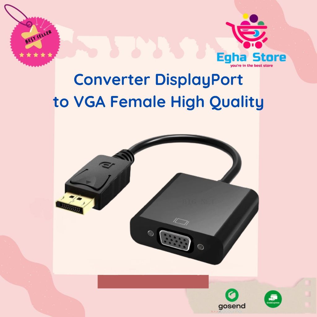 Jual Kabel DisplayPort to VGA Female Adapter Cable Converter DP Display ...