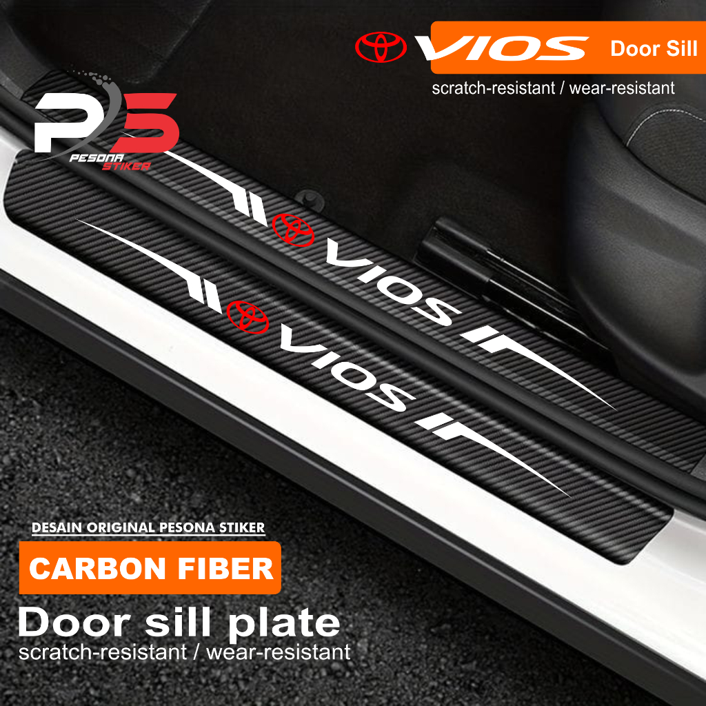 Jual 9pcs stiker carbon mobil toyota vios stiker karbon 3D pelindung ...