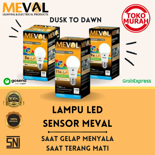 Jual Light Sensor/Lampu LED Sensor MEVAL Dusk to Dawn Daylight/Cahaya ...