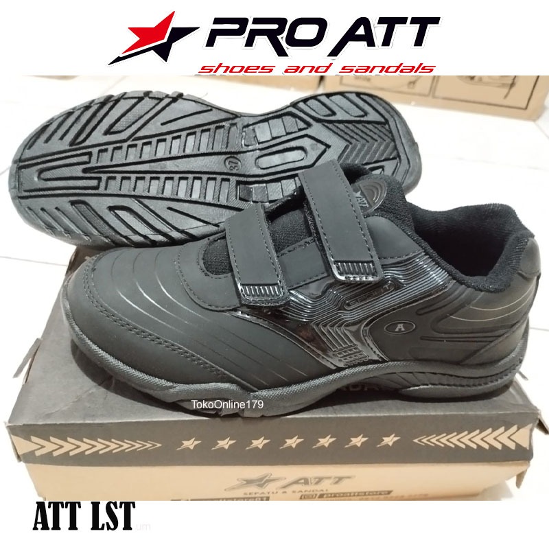 Jual Sepatu Anak Sekolah PRO ATT LST ORIGINAL Sepatu Anak cowok cewek - Hitam Polos | Shopee ...