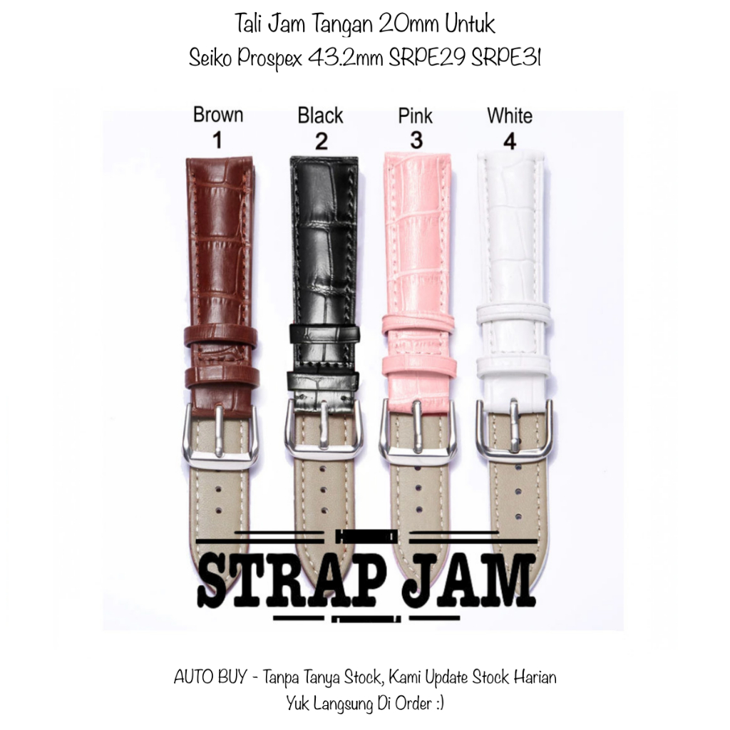 Jual Tali Jam Tangan Kulit 20mm Seiko Prospex 43.2mm SRPE29 SRPE31 ...