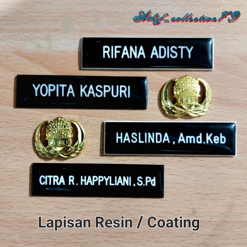 Jual Papan Nama Dada Grafir Lapisan Coating Resin + Pin Korpri Lencana ...