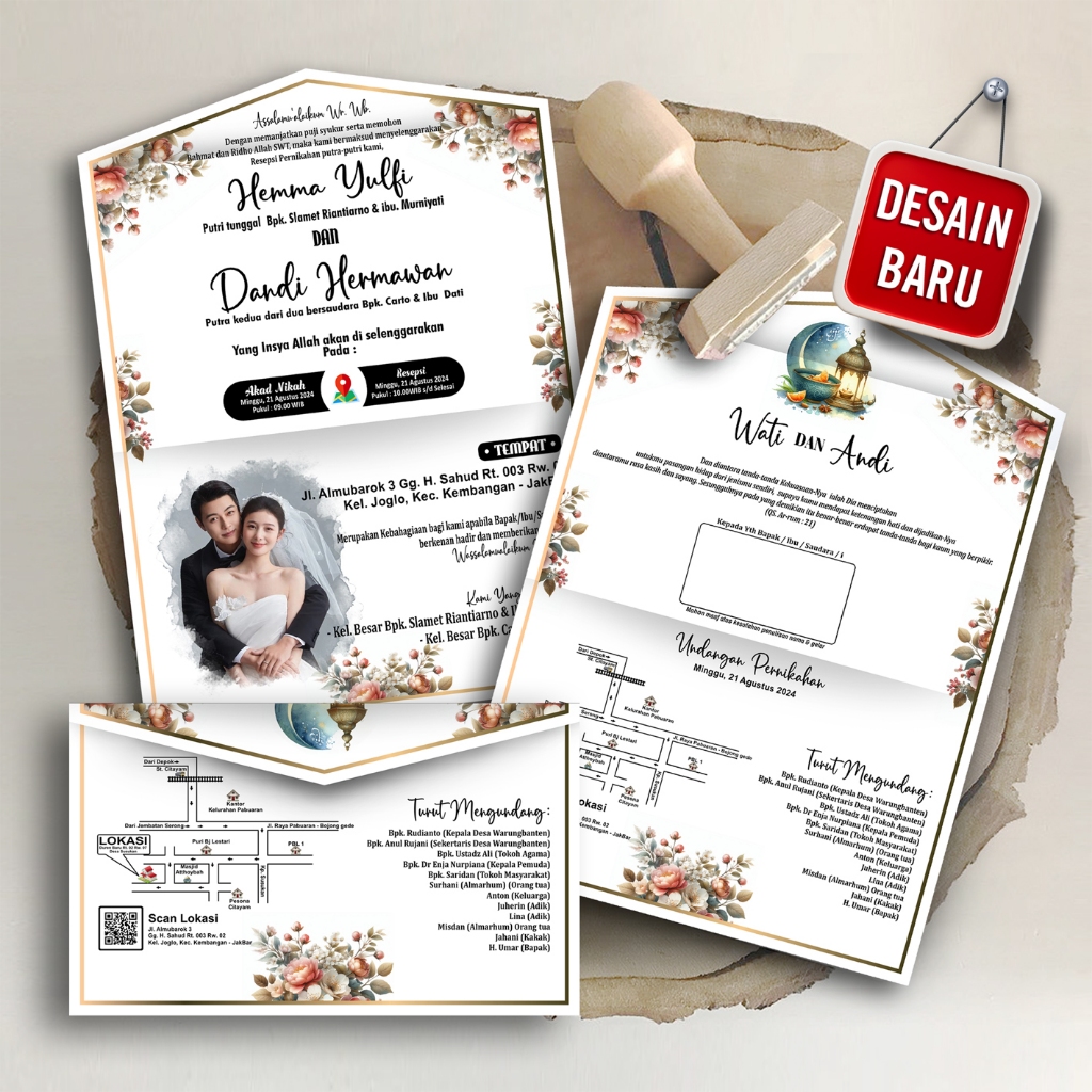 Jual Undangan Pernikahan, Sunatan, Ngunduh Mantu Model Lipat 3 | Shopee ...
