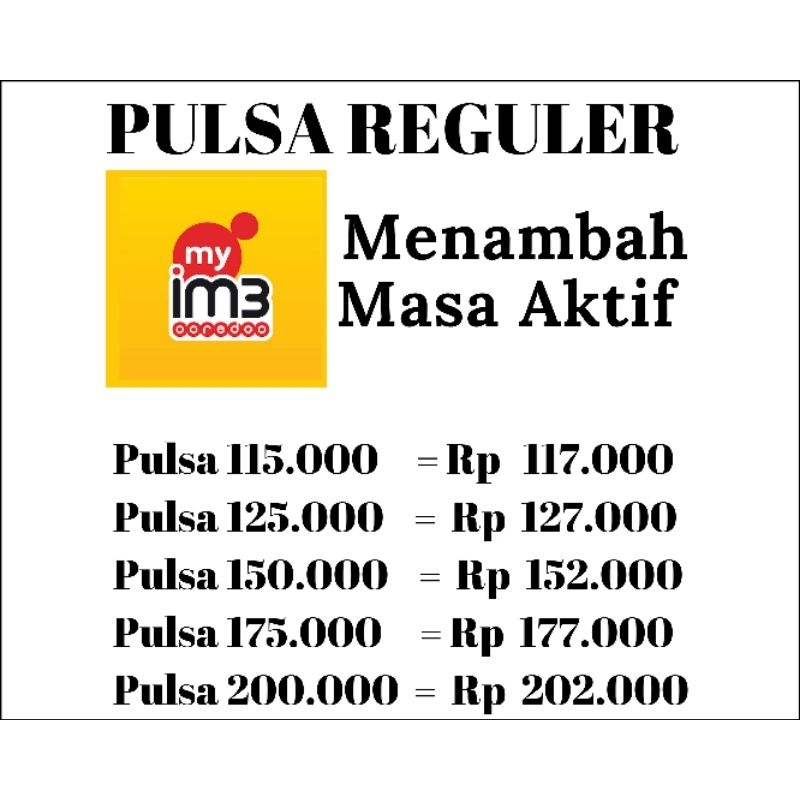 Jual Pulsa REGULER Indosat 115.000 - 200.000 Menambah Masa Aktif ...