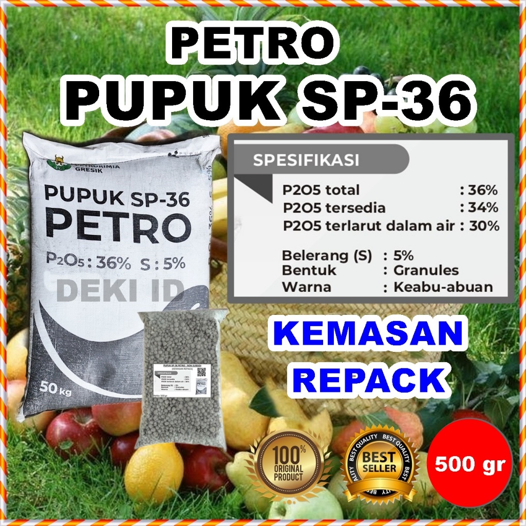 Jual Pupuk SP 36 Petro 500 gr Repack TSP SP36 Non Subsidi Fosfat Sulfur Pembenah Tanah Penyubur ...