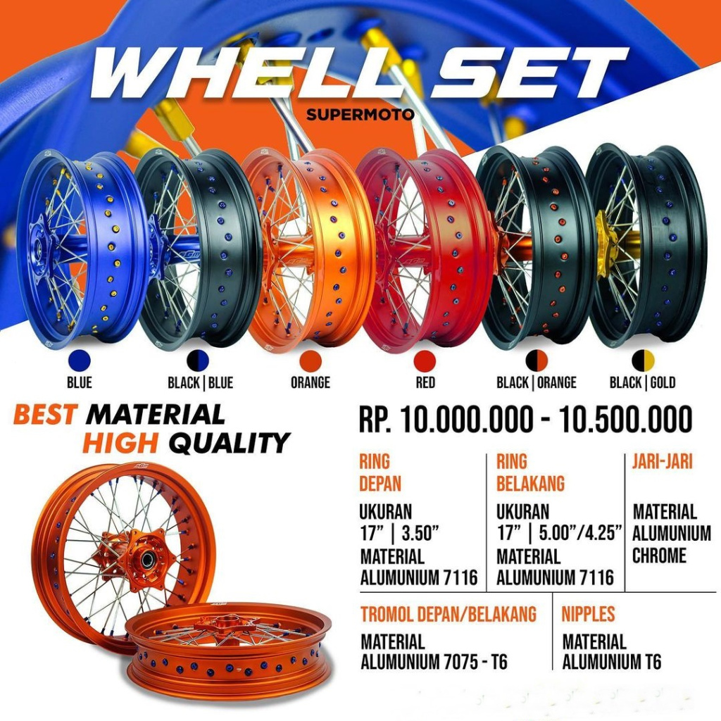 Jual Wheel Set Supermoto SGM Racing Velg Set 17 350 425 - KTM Husqvarna ...