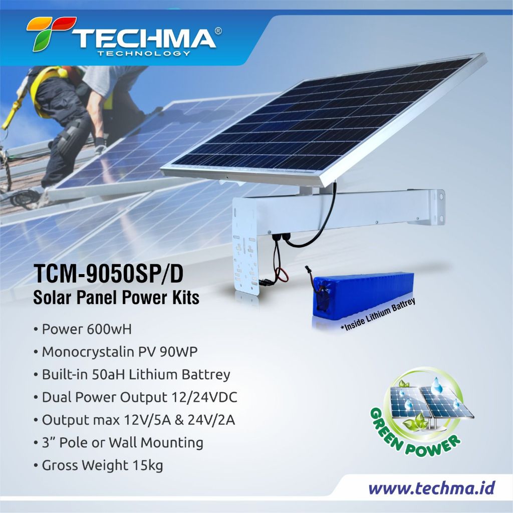 Jual Techma TCM-9050SP Surveillance Solar Panel Kit - Included battrey ...