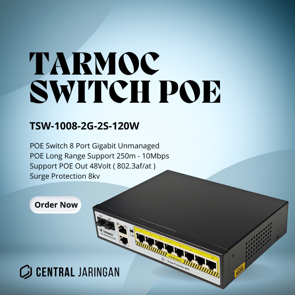 Jual Tarmoc TSW-1008-2G-120W, 8 Port Gigabit POE 802.3af/at POE Switch ...