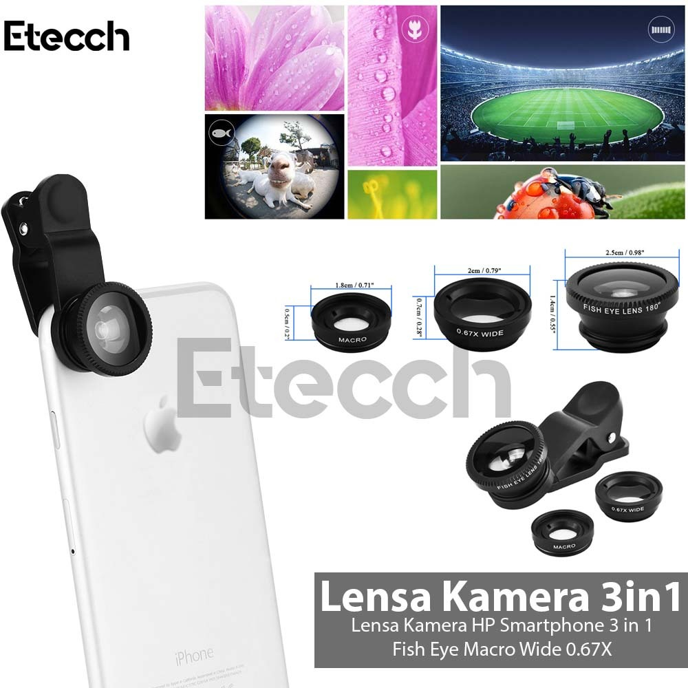Jual Lensa Kamera HP Smartphone 3 in 1 Fish Eye Macro Wide 0.67X ...