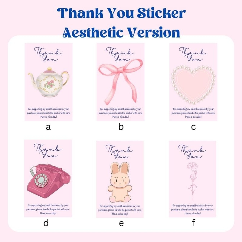 Jual [21 pcs] AESTHETIC THANK YOU STICKER GLOSSY || COQUETTE STIKER ...