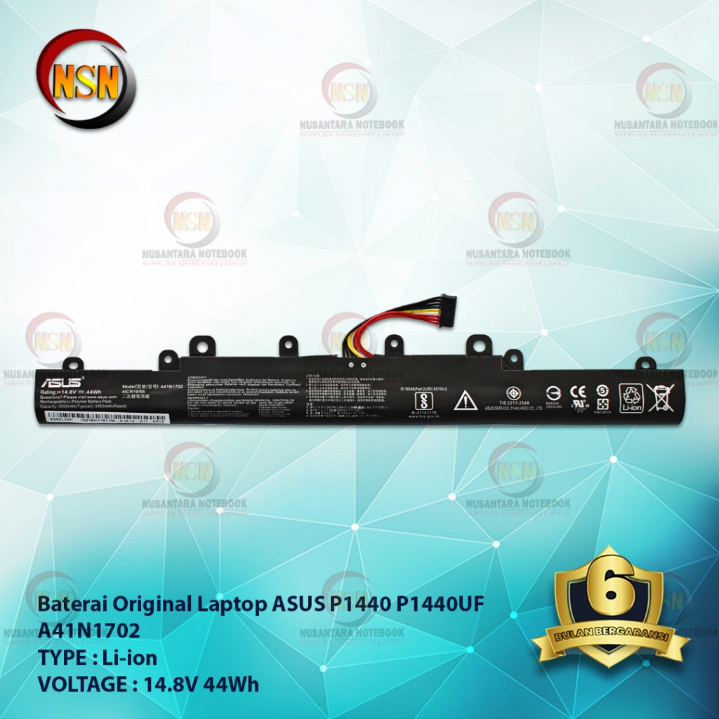 Jual Baterai Laptop Original ASUS P1440 P1440UF A41N1702 14.8V 44Wh ...