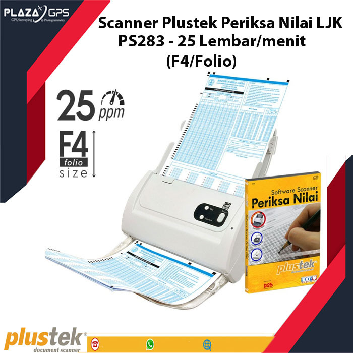 Jual Scanner Plustek Periksa Nilai LJK PS283 - 25 Lembar/menit (F4 ...