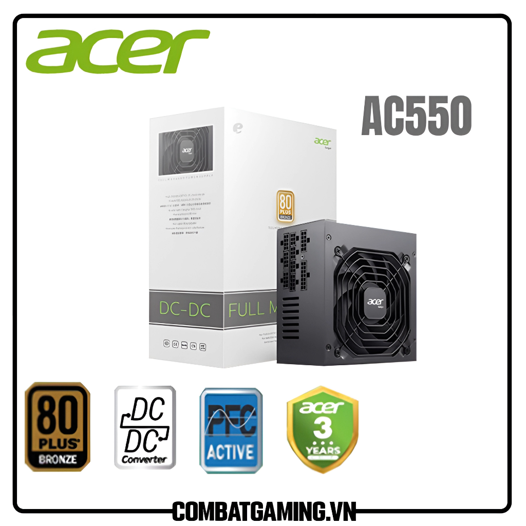 Jual Power Supply ACER 550W 80+ BRONZE FULL MODULAR ACER AC550 550WATT ...