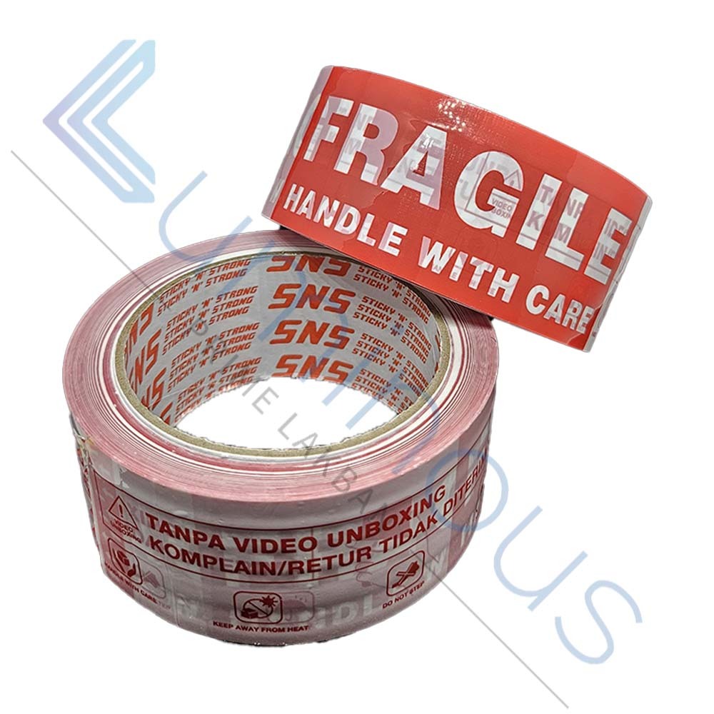 Jual Lakban Unboxing Fragile Merah Putih SNS Prime 100 Yard x 45mm x 48 micron - Luminous Series ...