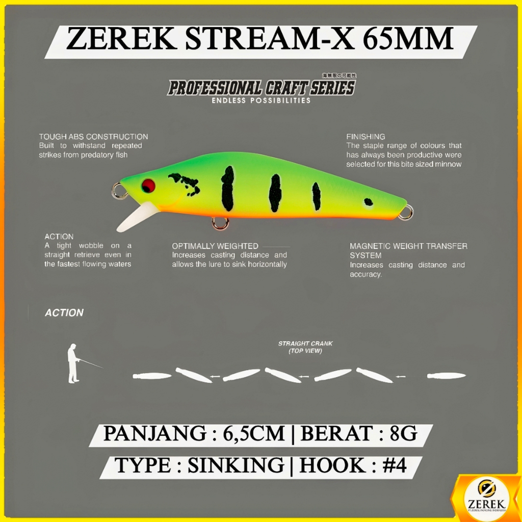 Jual LURE ZEREK STREAM X SINKING 65MM/8G | CASTING | UMPAN MINNOW ...