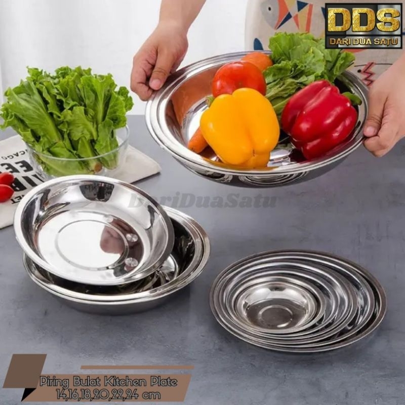Jual Piring Bulat Stainless Non magnetic Round Plate UK 14 - 24 cm ...
